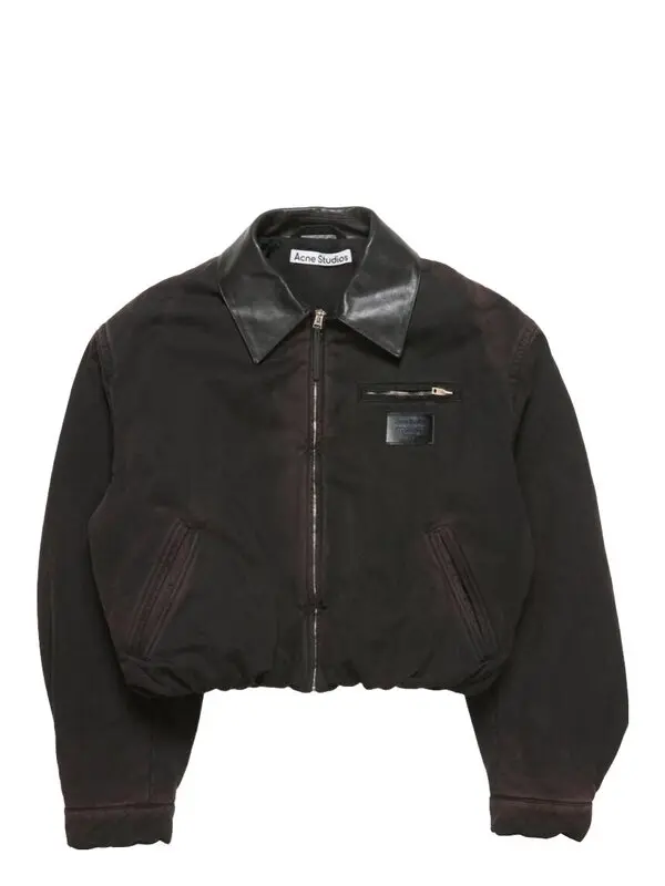 Acne Studios Garment-dyed Cotton Bomber Jacket With Leather Collar - No