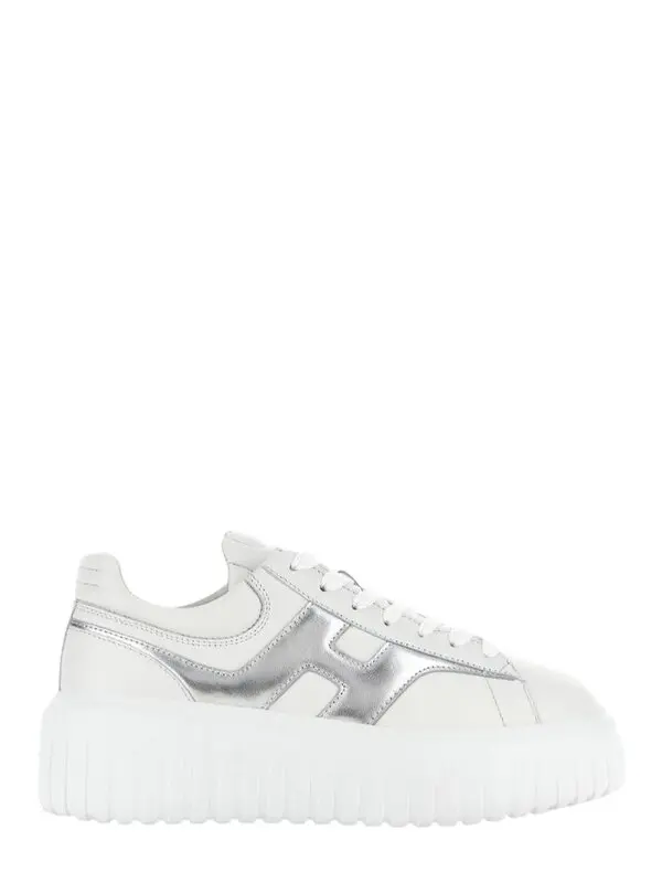 Hogan H-stripe Platform Sneakers - White And Silver