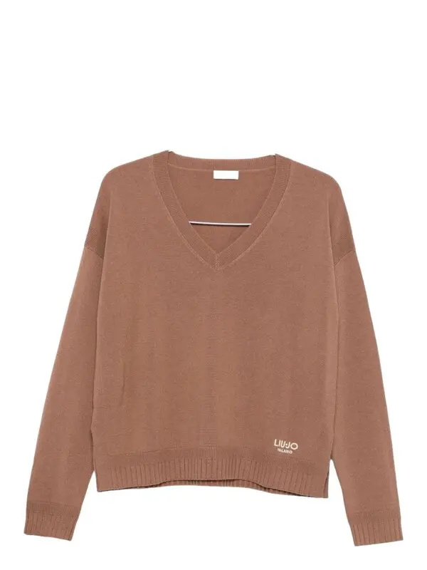 Liu Jo V-neck Cropped Jumper - Brown
