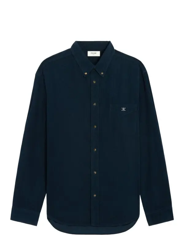 Celine Relaxed Shirt In Corduroy - Black
