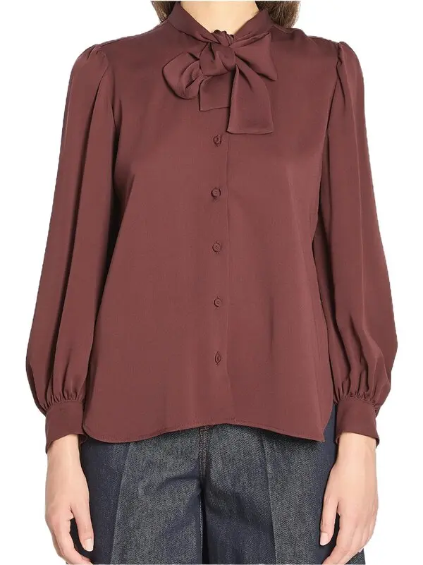 Max Mara Silk Charmeuse Shirt With Lapel Collar And Button Closure - Red