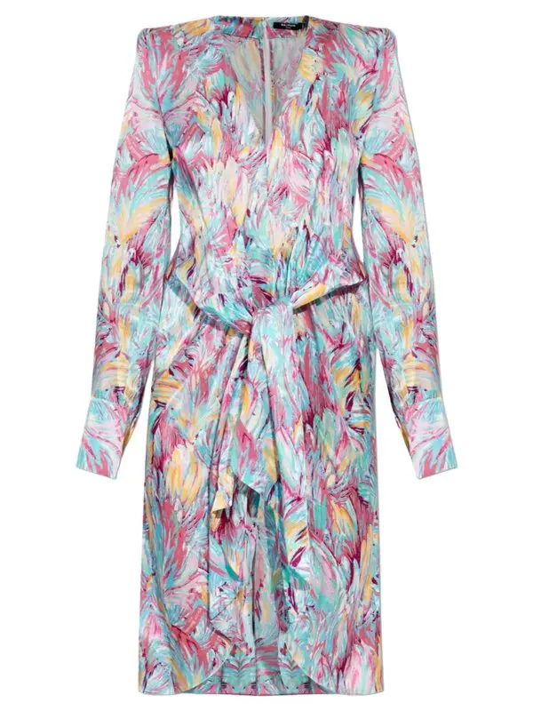 Balmain Floral Printed Long-sleeved Dress - Multicolor
