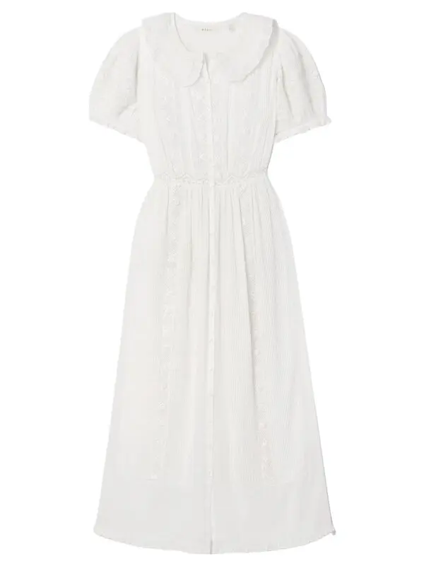 DÔEN Short Sleeve Button Front Dress - White