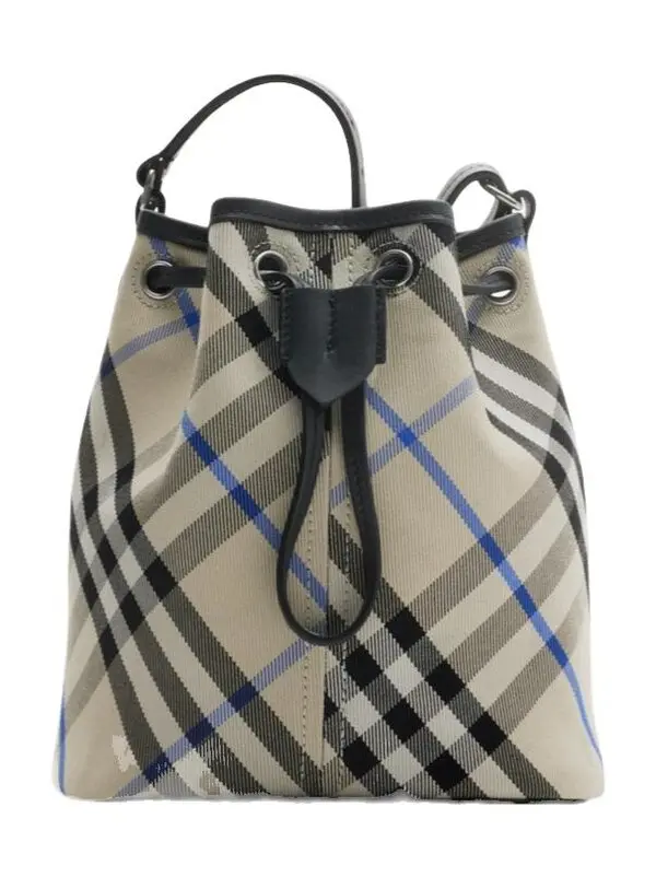 Burberry Mini Checked Drawstring Bucket Bag - Lichen Color