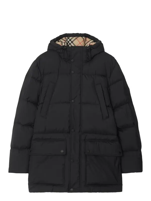 Burberry Long Sleeved Hooded Down Jacket - Black