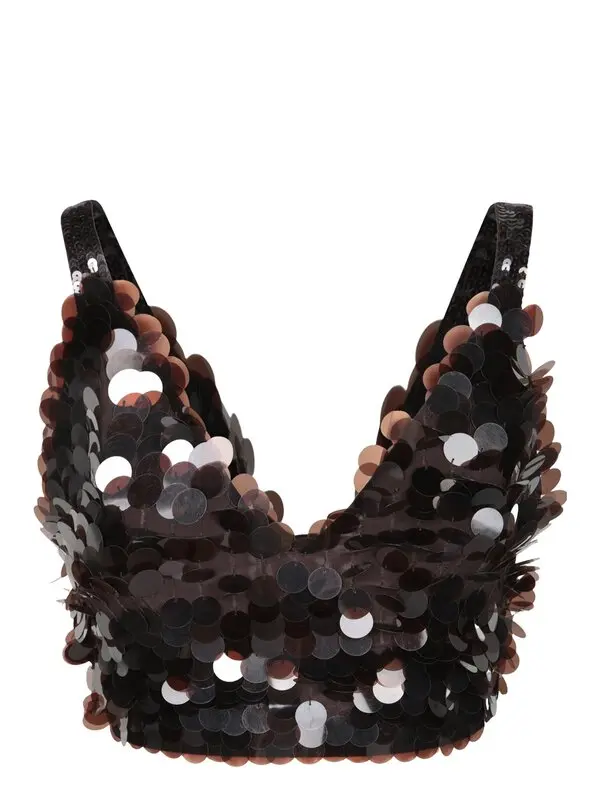 P.a.r.o.s.h Sequined Cropped Top - Brown