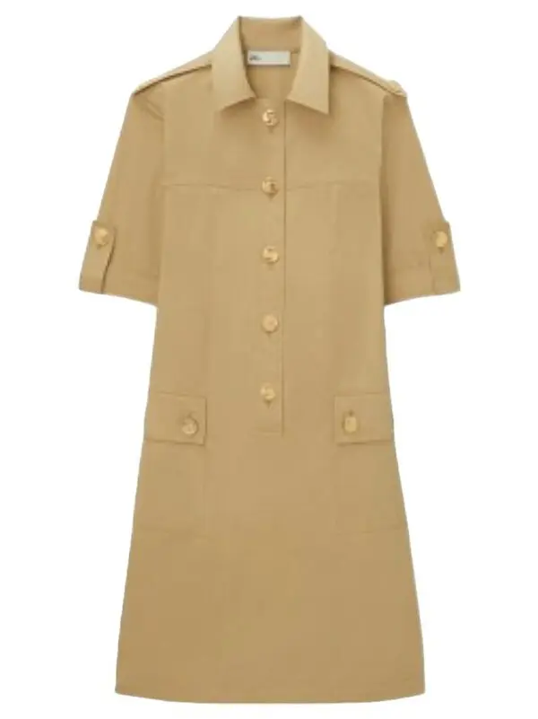 Tory Burch Button-up Short-sleeved Dress - Nude