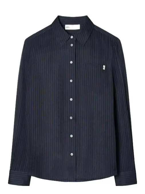 Tory Burch Pinstripe Button-up Shirt - Navy Blue