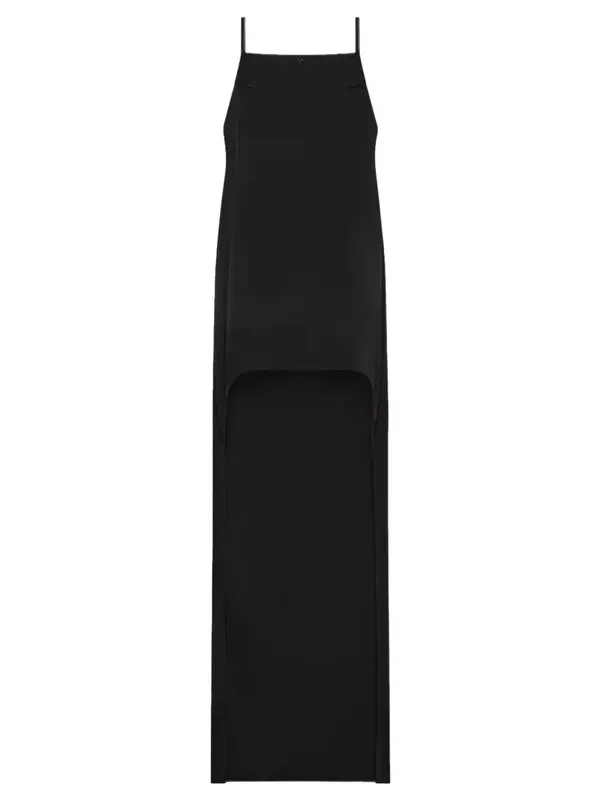 COURREGES Asymmetrical Satin Backless Dress - Black