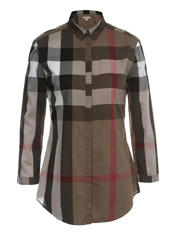 Burberry Plaid Long-sleeved Shirt - Brown