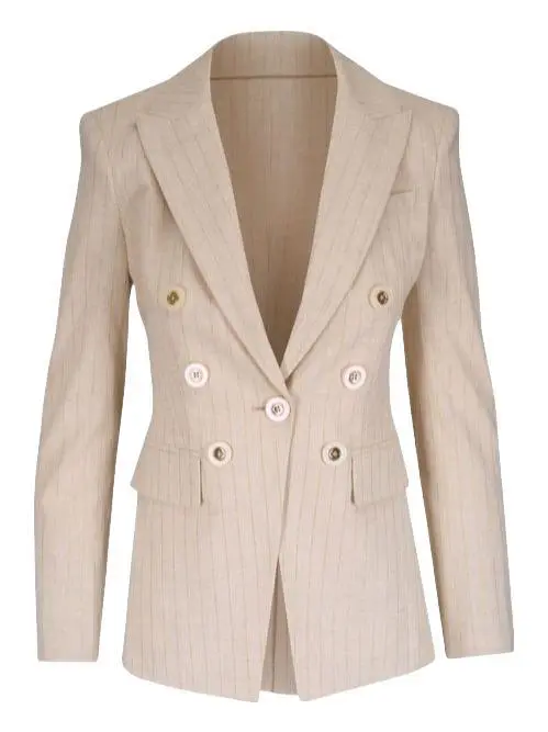 Veronica Beard Pinstripe Double-breasted Blazer - Nude