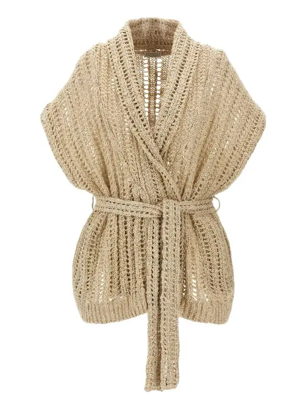 Brunello Cucinelli Shawl Collar Ribbed Knit Cardigan - No
