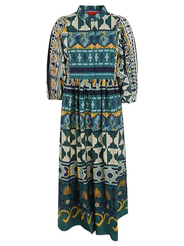 La DoubleJ Portofino Geometric Printed Midi Dress - Multicolor