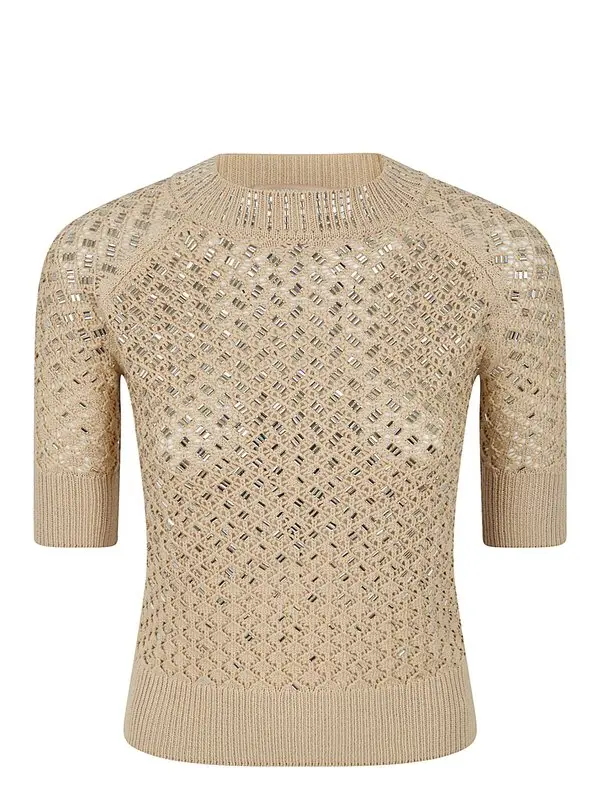 Ermanno Scervino Embellished Short Sleeve Knit Top - Lark