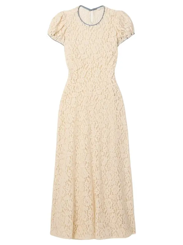 DÔEN Short Sleeve Lace Dress - Nude
