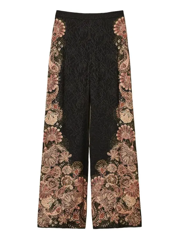TWINSET Paisley-print Wide-leg Trousers - Black