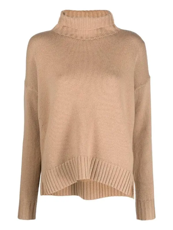 Max Mara Wool Blend Roll-neck Jumper - Nude