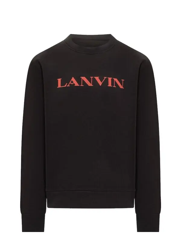 LANVIN Logo Embroidered Crewneck Sweatshirt - Black
