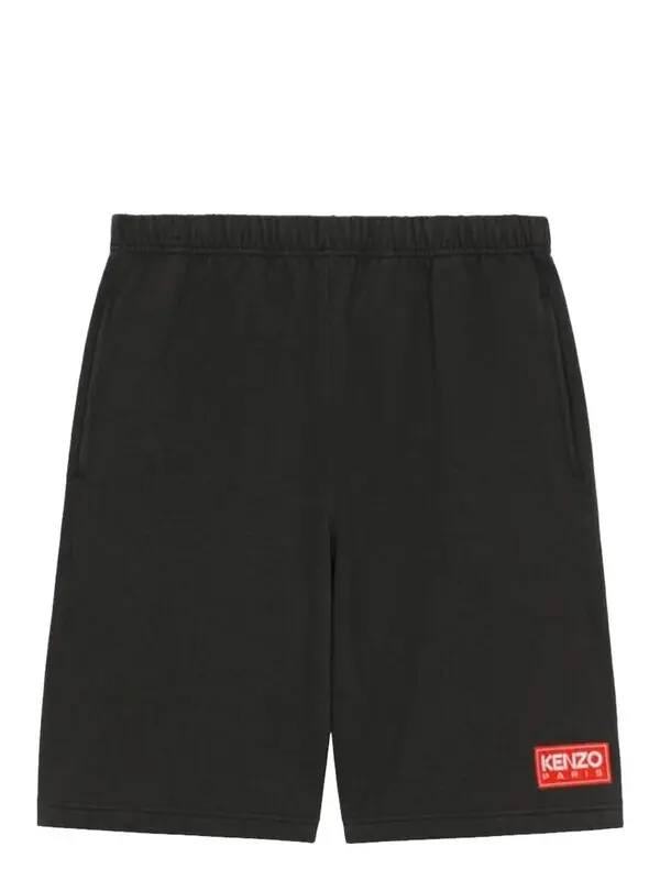 Kenzo Logo Patch Mid-rise Fleece Shorts - Black