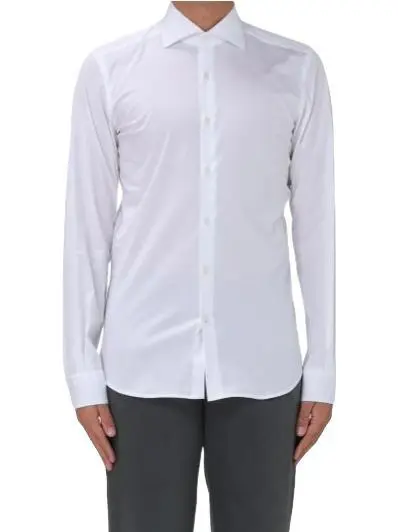 FAY French Collar Pleated Shirt - White