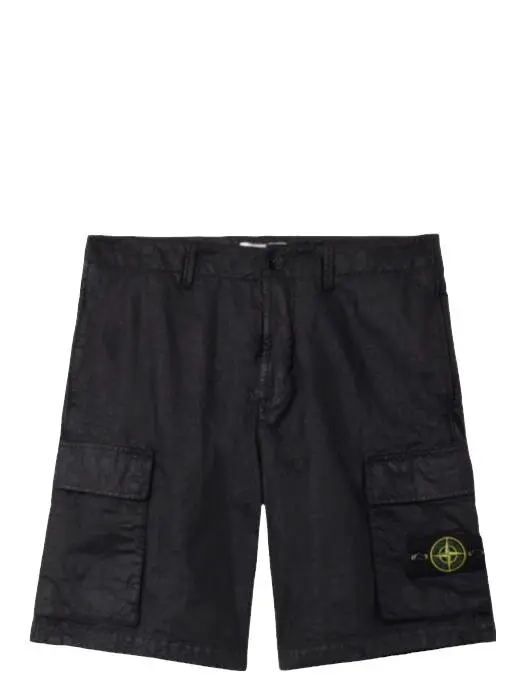 Stone Island Wide Leg Cargo Shorts - Black