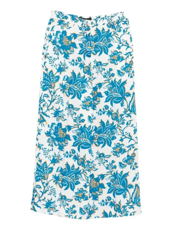 Etro Cropped Floral Trousers - Blue