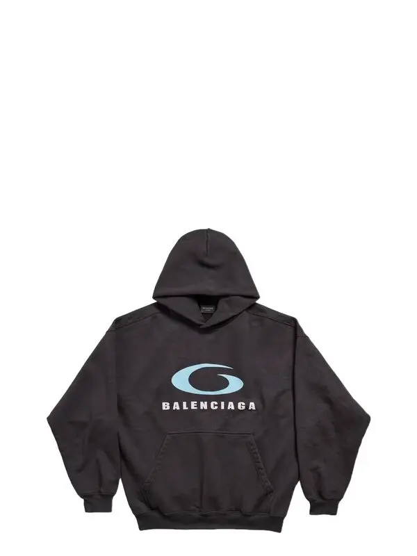 Balenciaga Medium Fit Hoodie With Sports Icon Graphic - Black