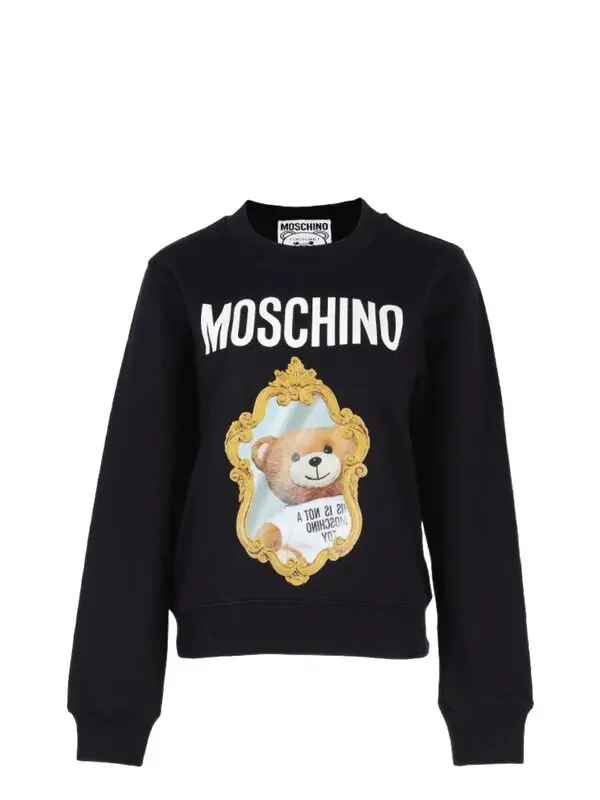 Moschino Teddy Mirror Crewneck Sweatshirt - Black