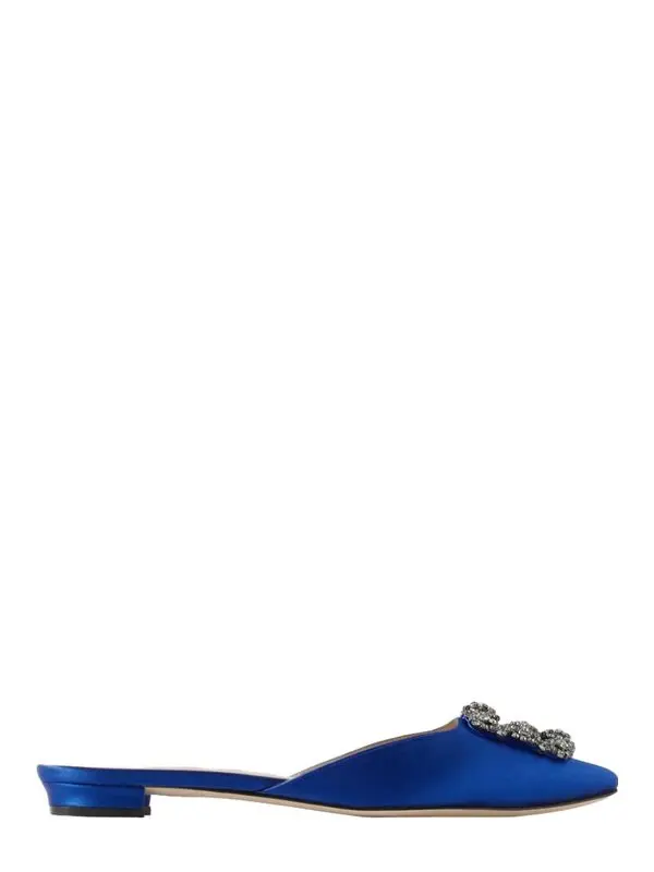 Manolo Blahnik Hangisi Crystal Embellished Slippers - Blue