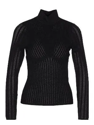Liu Jo Long Sleeve High-neck Jumper With Braided Ribbon Trim - Black