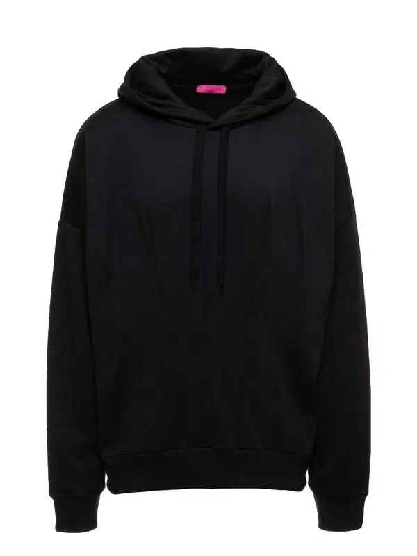 Valentino Garavani Pleated Drawstring Long-sleeved Hoodie - Black