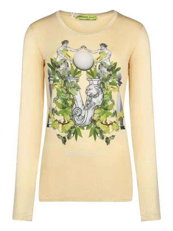Versace Long Sleeve Printed T-shirt - Nude