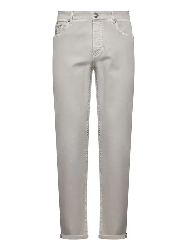 Brunello Cucinelli Straight-leg Jeans With Logo Patch - Gray