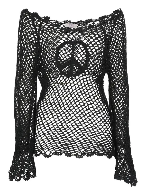 ERL Fishnet Peace Sign Sweater - Black