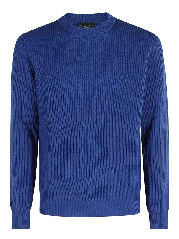 ROBERTO COLLINA Crew Neck Long Sleeve Sweater - Blue