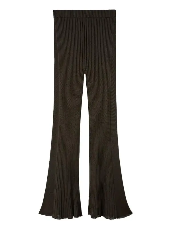 JIL SANDER Ribbed Knit Wide-leg Trousers - Black