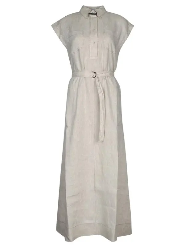 Brunello Cucinelli Sleeveless Shirt Dress - Beige