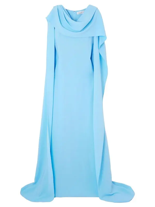 Oscar De La Renta Embellished Gown With Gem Neckline - Blue