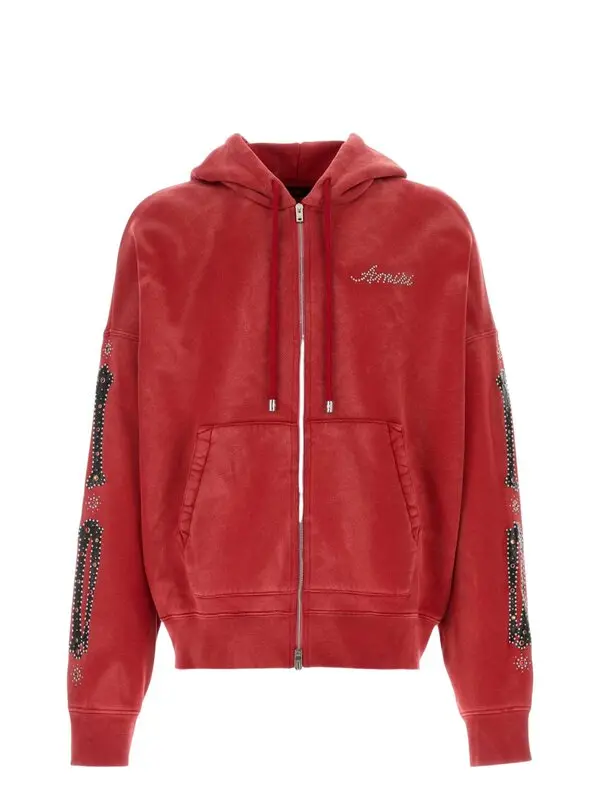 Amiri Zip-up Hooded Sweatshirt - Red Rose