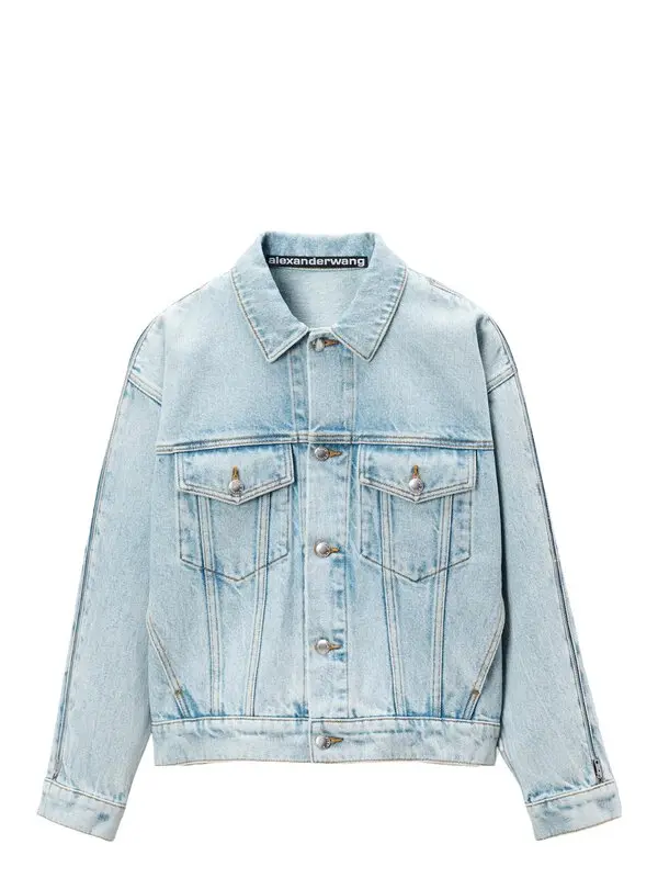 Alexander Wang Logo Patch Denim Trucker Jacket - Blue