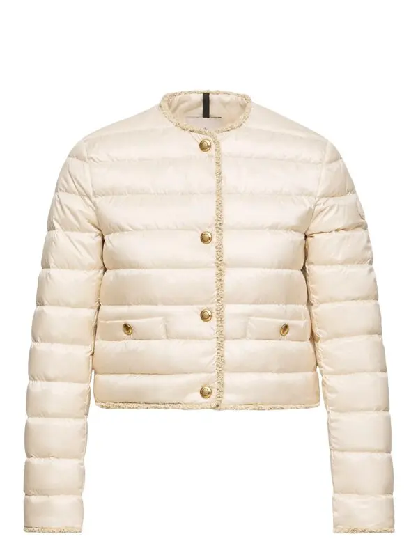 Moncler Crewneck Button-up Padded Jacket - Light Beige