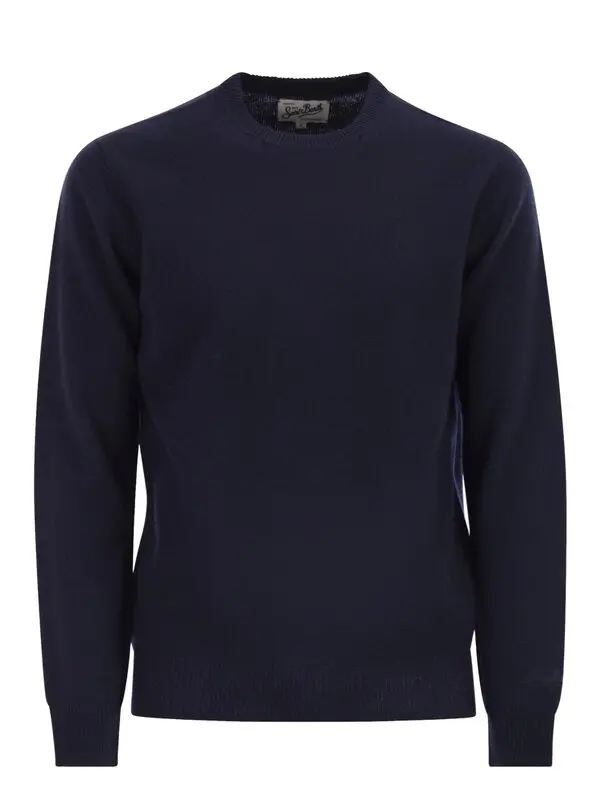 MC2 SAINT BARTH Crewneck Knitwear With Embroidered Logo - Blue