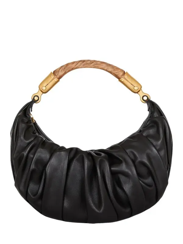 Balmain Ruched Shoulder Bag - Black
