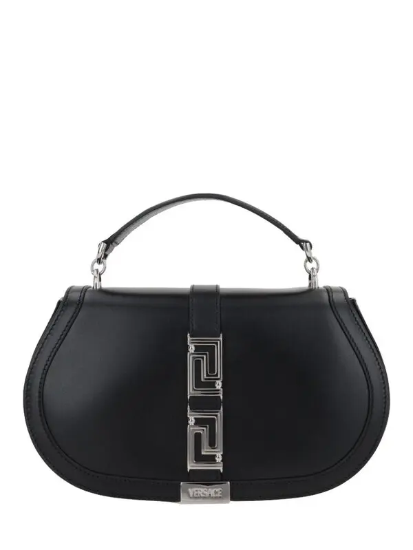 Versace Logo Plaque Shoulder Bag - Black