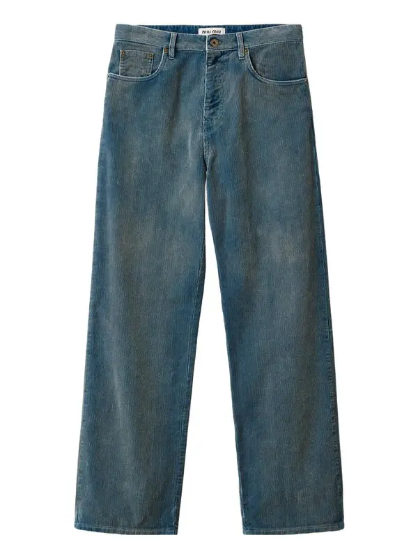 Miu Miu Corduroy Straight-leg Pants - Sapphire Blue