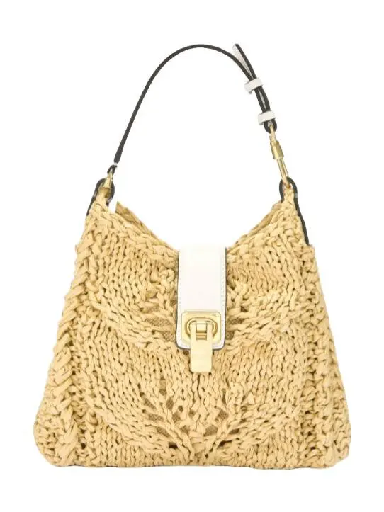Ermanno Scervino Raffia Mini Hobo Bag - Natural