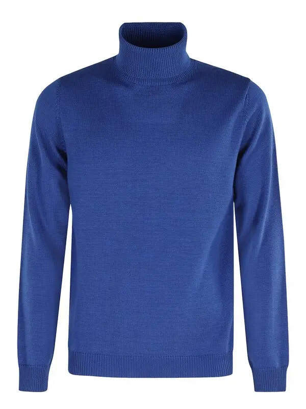 ROBERTO COLLINA Long Sleeve Turtleneck Sweater - Blue
