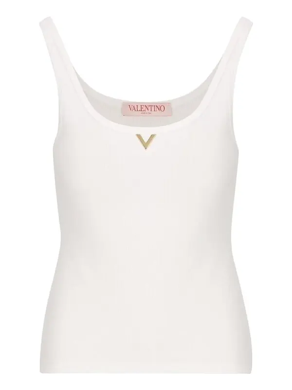 Valentino Garavani Logo Plaque Sleeveless Top - White