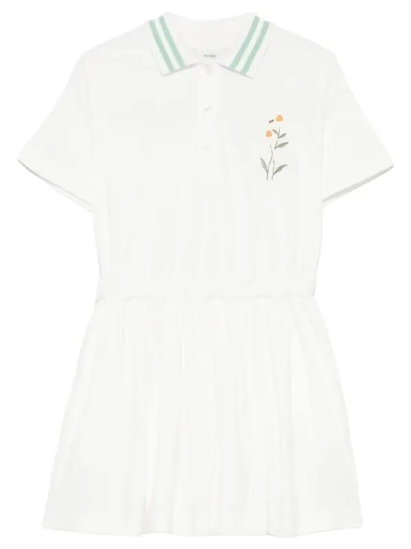 Fendi Logo-embroidered Polo Dress - White