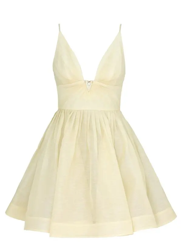 Zimmermann Illuminate V-neck Mini Dress - Nude